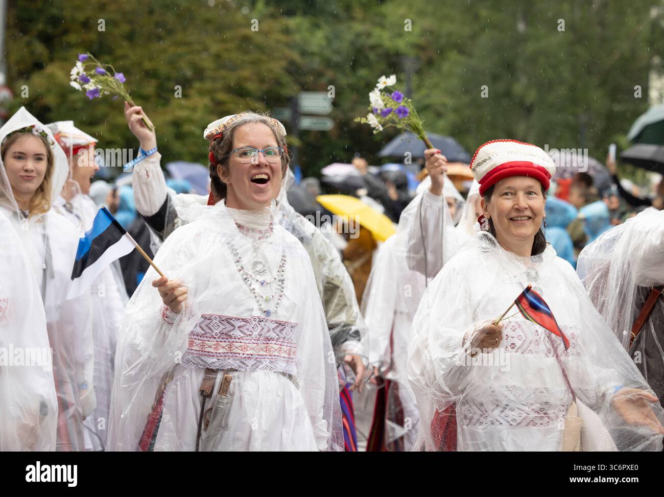 Tallinn, Estonia, 4th July 2025: people in traditional clothing and in ...
