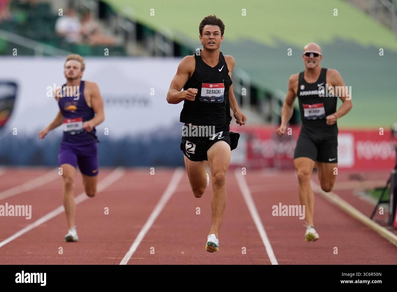 Kyle Sieracki competes in the first heat of the 400-meter in the men's ...