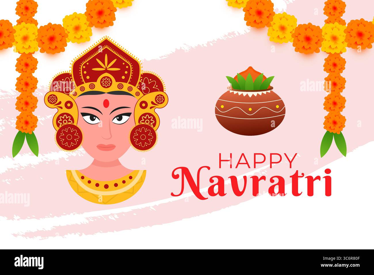 happy navratri festival background illustration in flat design Stock ...