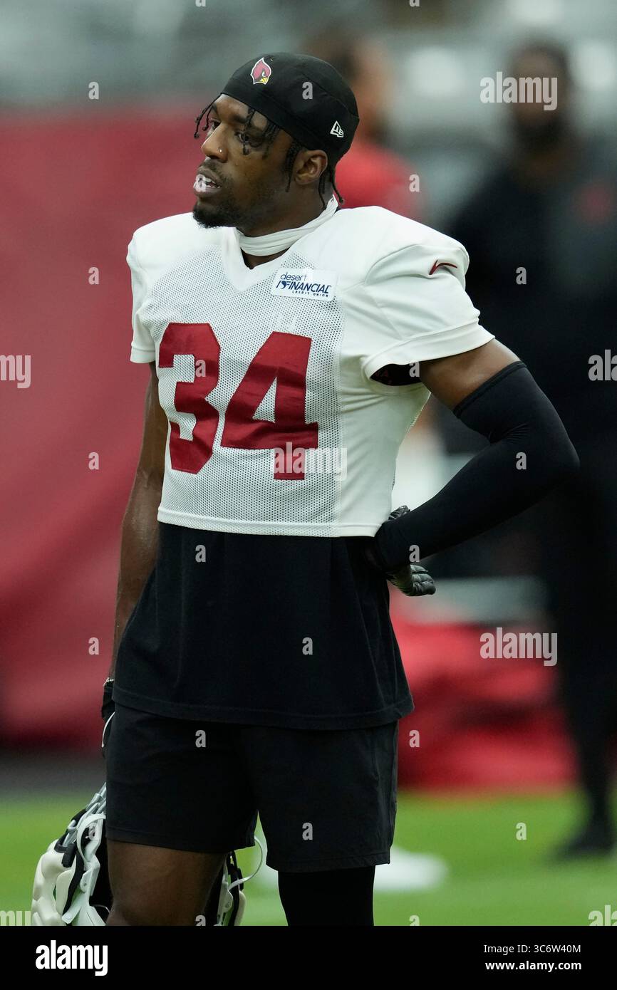 Arizona Cardinals safety Jalen Thompson pauses on the field during ...