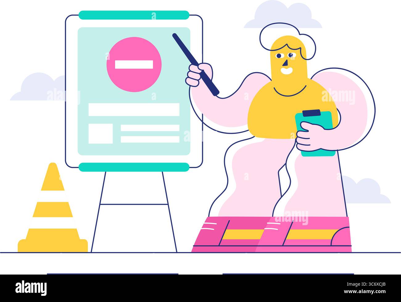 Driving School Vector Illustration Featuring the Educational Process of ...