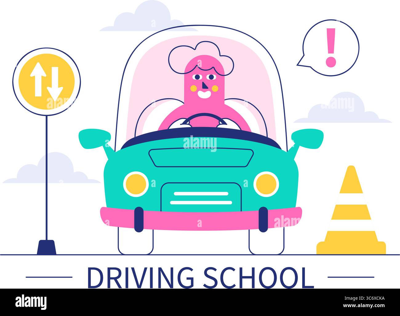 Driving School Vector Illustration Featuring the Educational Process of ...