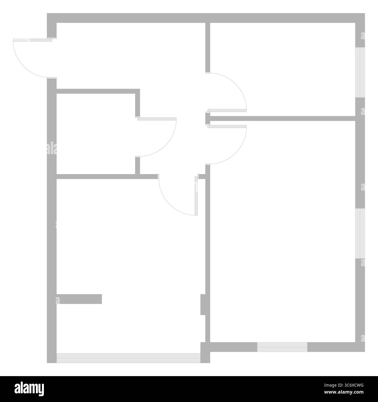 Line drawing blueprint of house floor plan with multiple rooms. Vector ...
