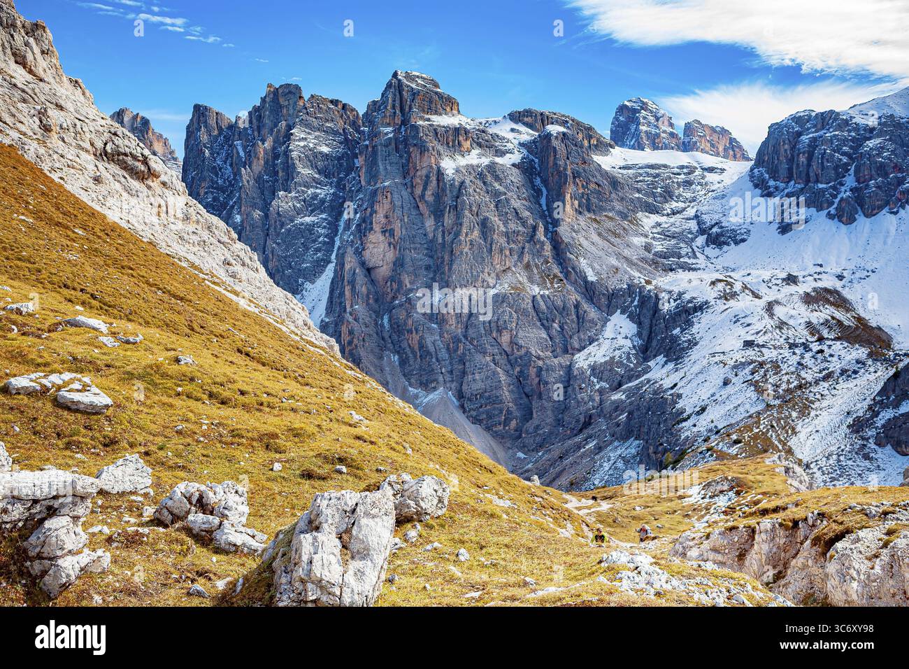 The Three Peaks in the Sesto Dolomites on the border between the ...