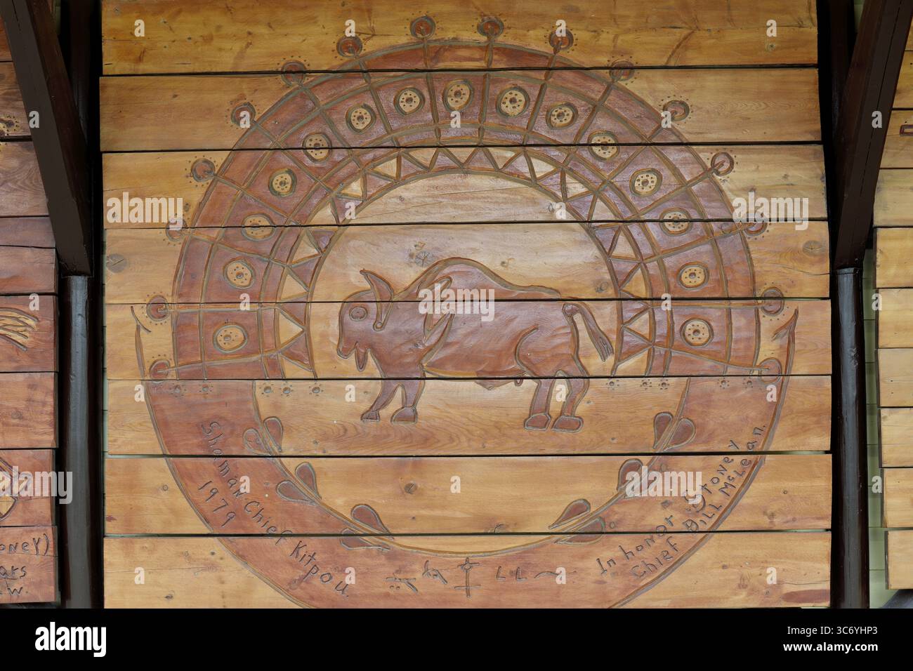 Wood carving at the Banff Indian Trading Post shop, Banff, Banff ...