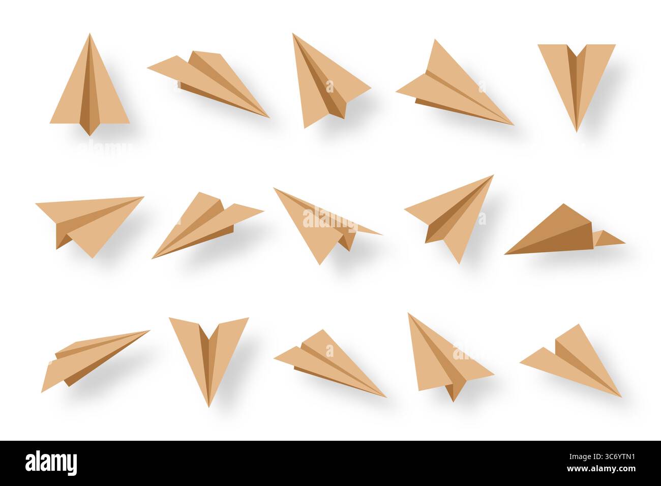 Realistic handmade paper planes collection on transparent background ...