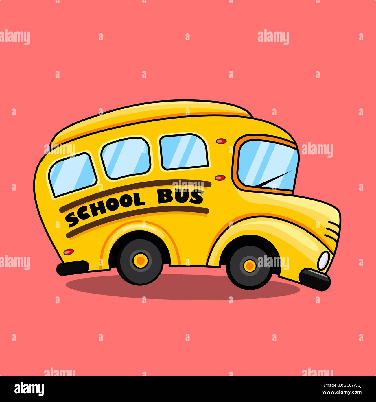Cartoon School Bus Illustration, Back to School Theme Vector Cartoon ...