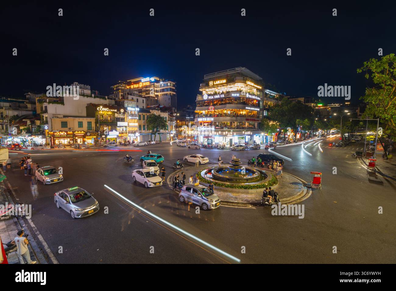 Hanoi, Vietnam - 11 Sep 2024: Night at the building called Shark Jaw ...
