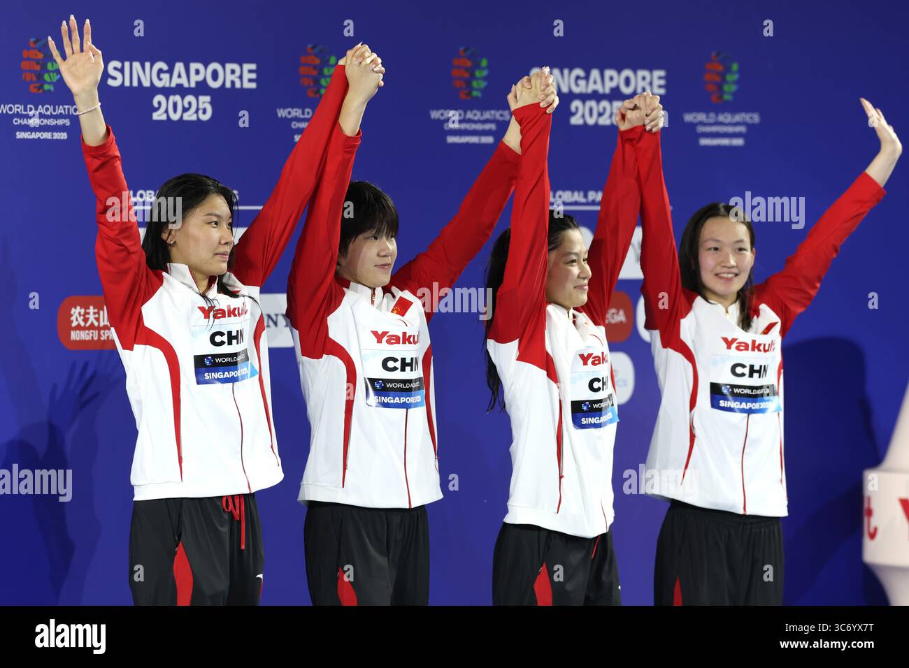 Singapore City, Singapore.31th July 2025. The Chinese women's 4x200m ...