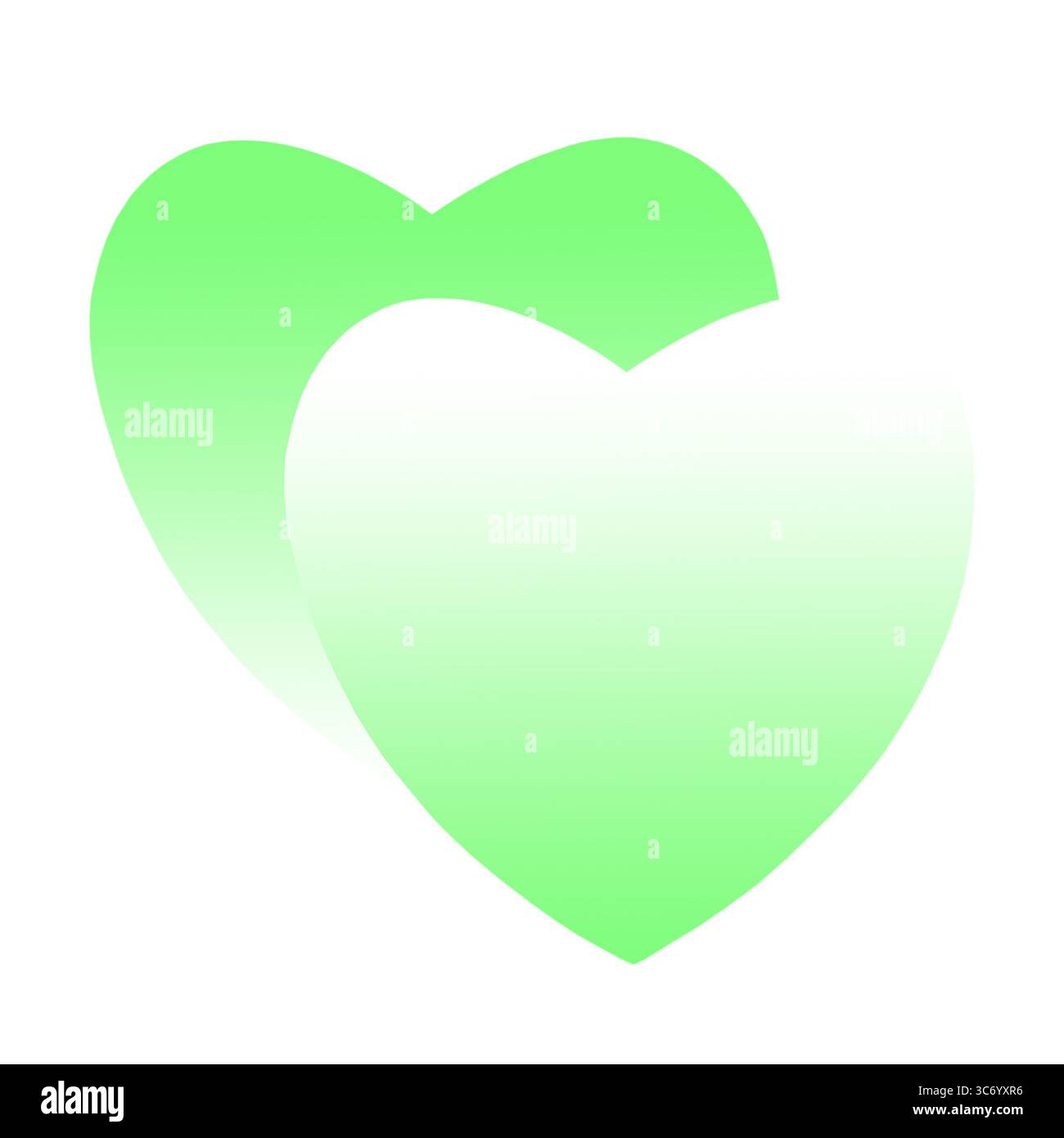 Green heart logo symbol of love on white. Abstract two hearts as one ...