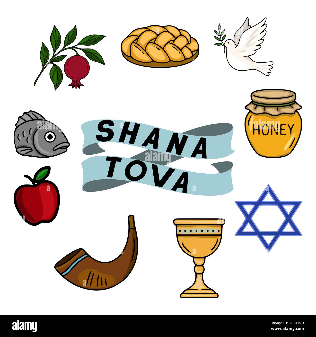 Festive Rosh Hashanah Vector Illustration: A Delightful Arrangement of ...