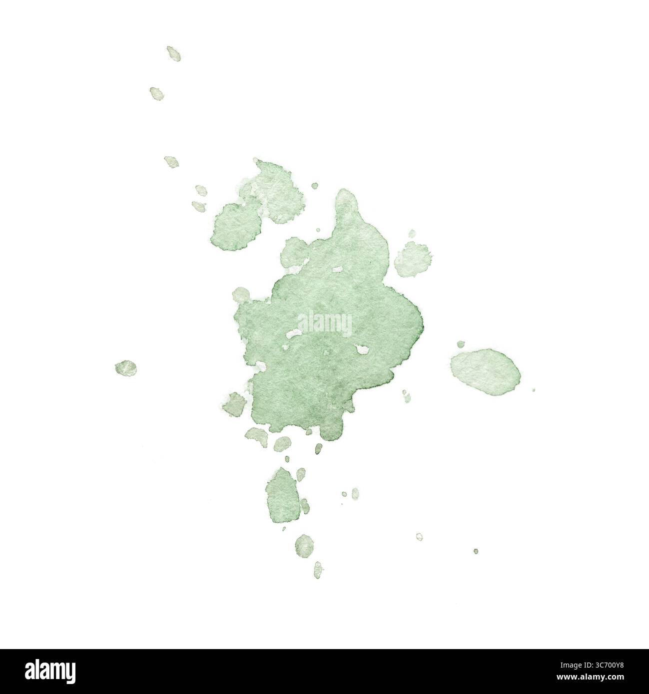 Watercolor hand drawn stain with transition from light green to dense ...
