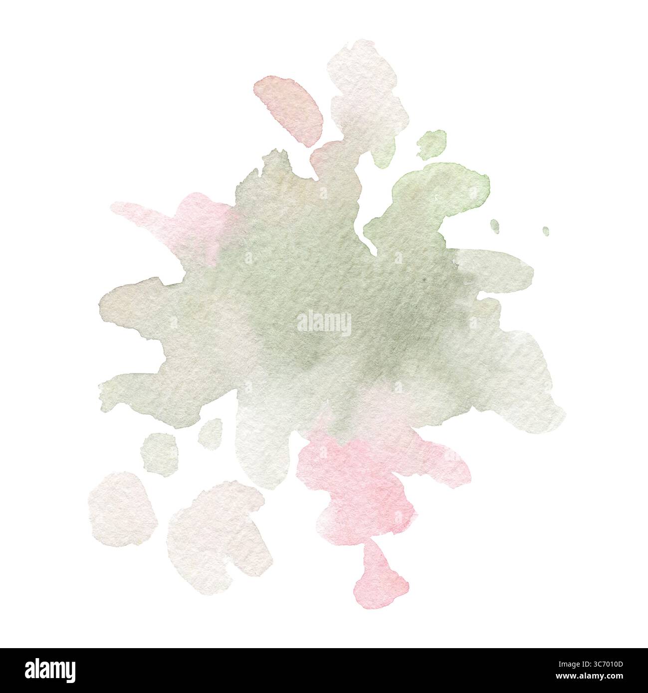 Watercolor hand drawn stain with transition from light green to dense ...