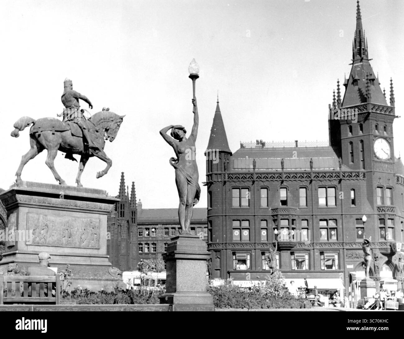 City centre with Edward the Black Prince statue (left) dates from 1903 ...