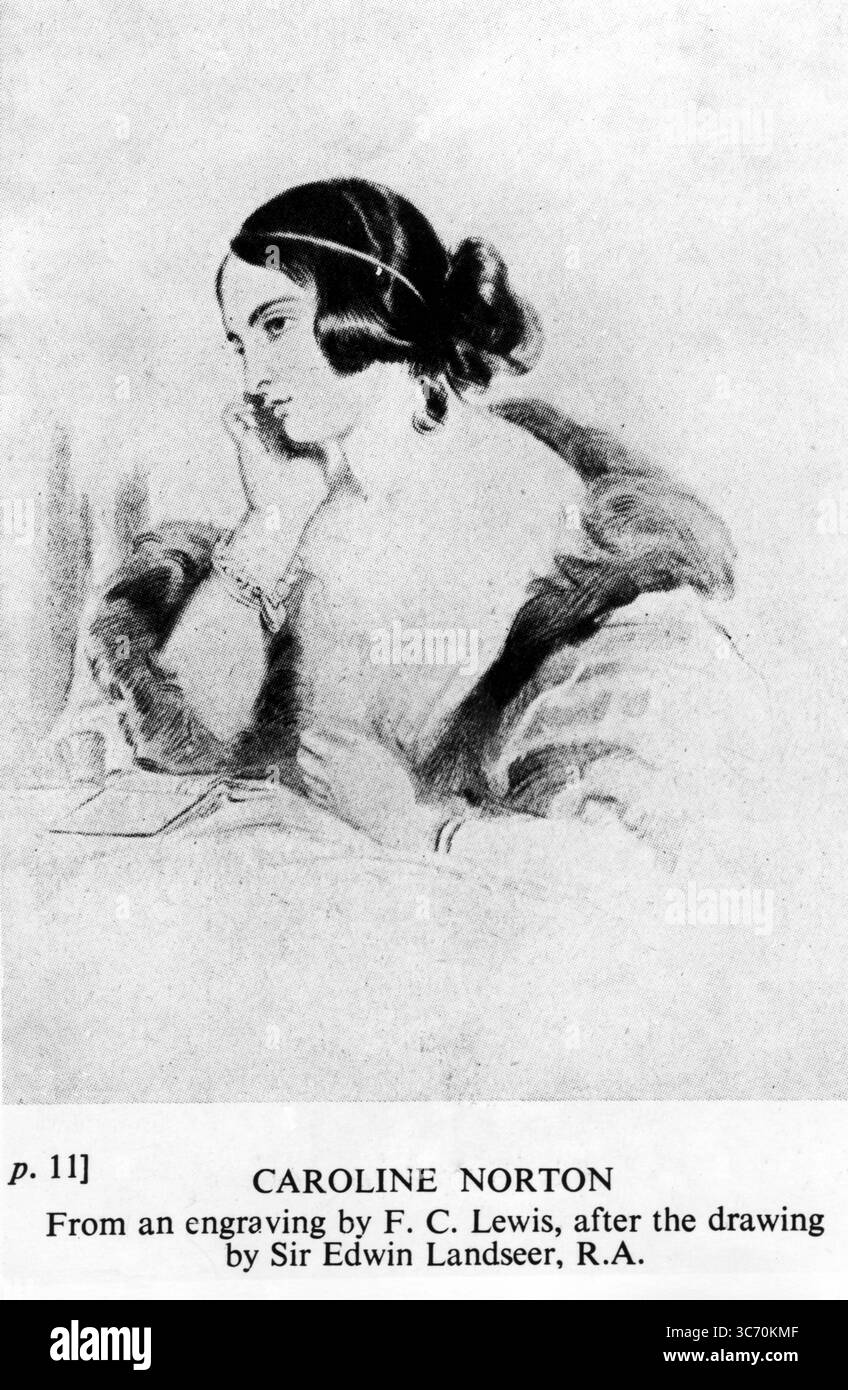 Caroline Norton From an engraving by F C Lewis, after the drawing by Sir Edwin Landseer, RA ...