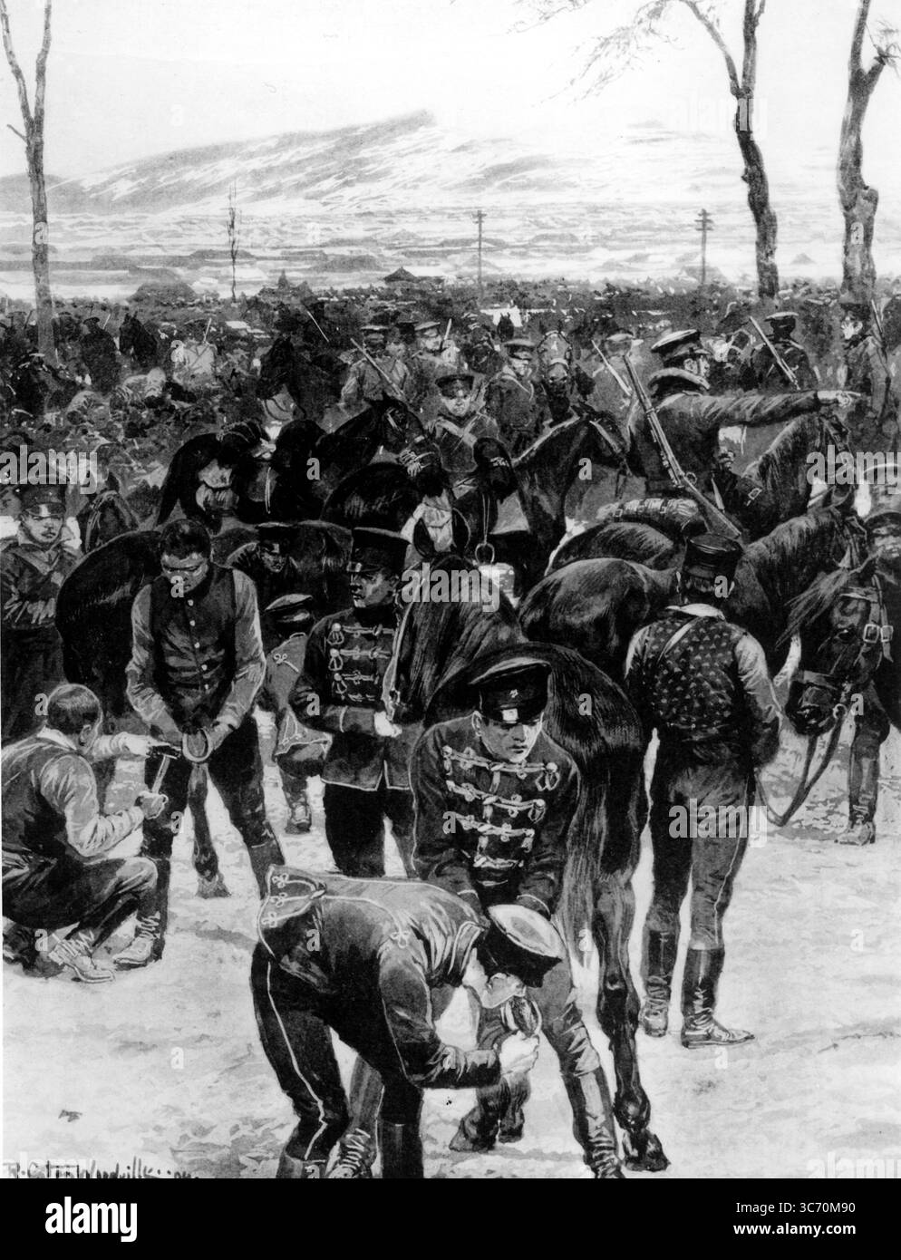 The Micado 's troops in the Hermit Kingdom . Japanese farriers at work ...