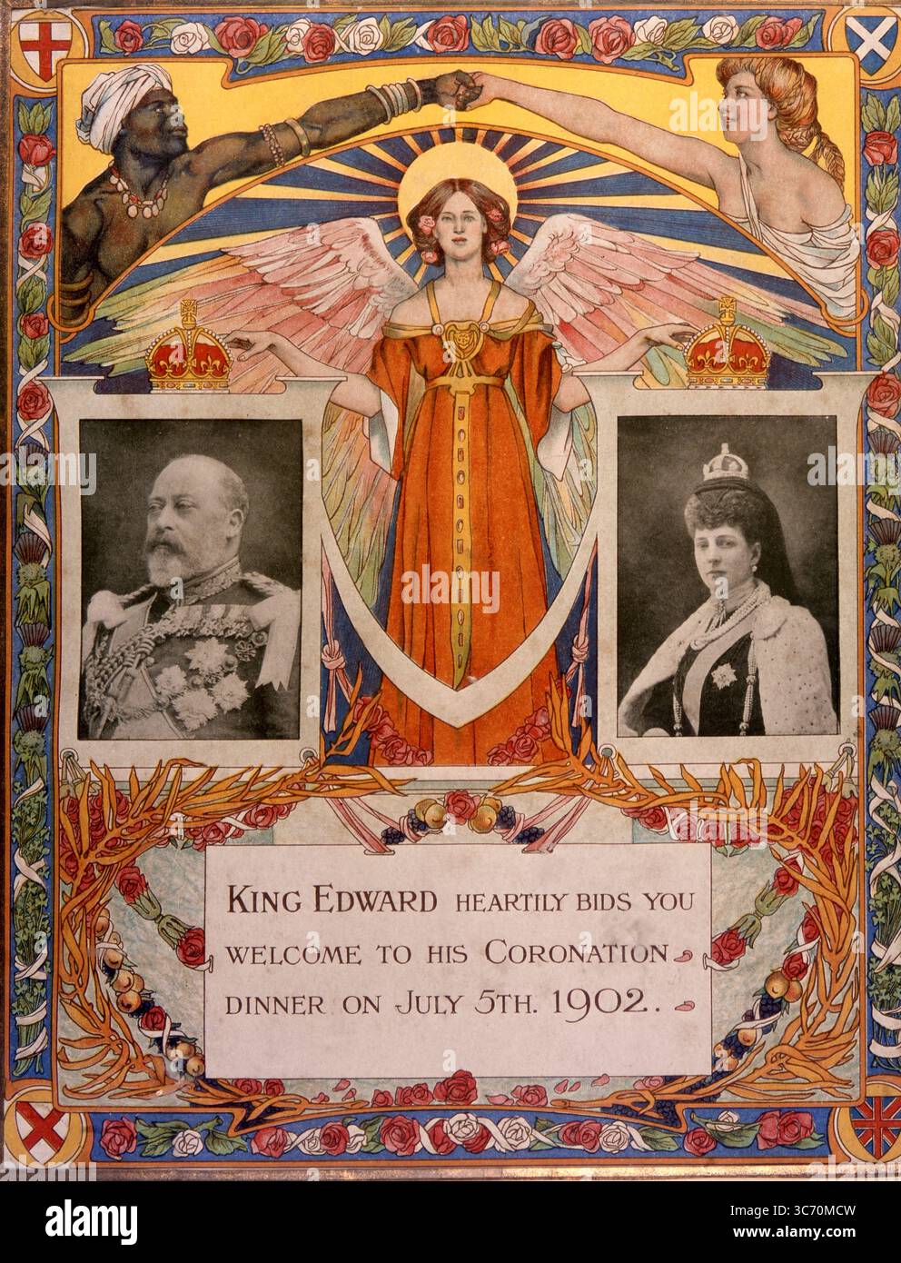 Decorative invitation to the Coronation dinner of King Edward VII. July ...