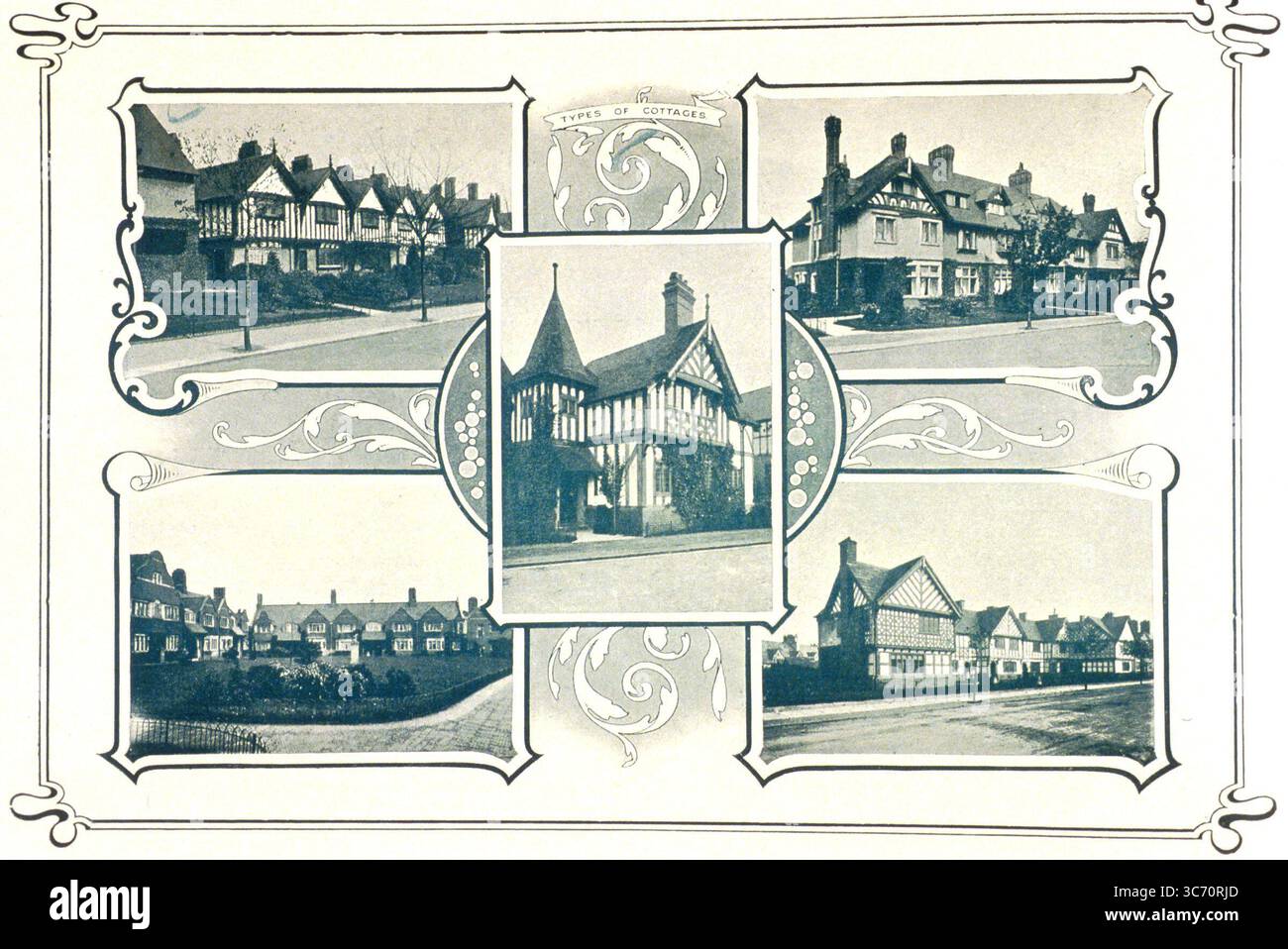 Port Sunlight Home of the Lever company. Types of cottages 1903 Stock ...