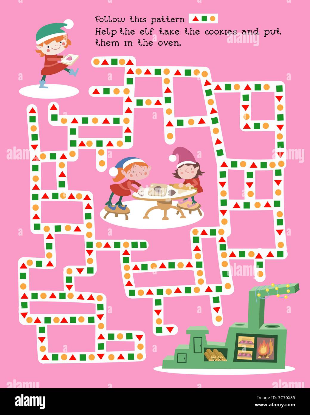 Elves are preparing for Christmas. Puzzle for kids. Children game scene ...