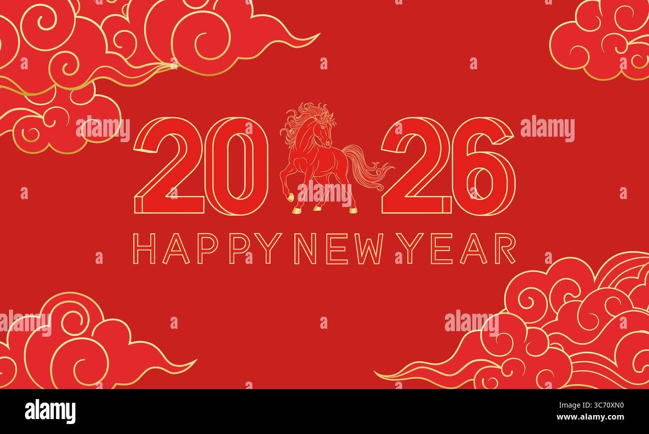 Year horse 2026 banner hi-res stock photography and images - Alamy
