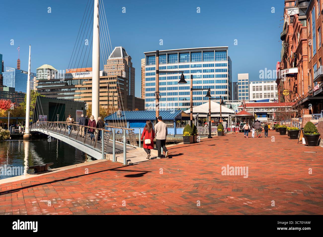 Baltimore Maryland downtown city waterfront and Inner Harbour River ...