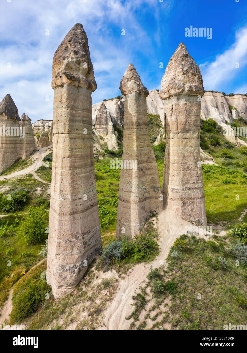 Cappadocia Love Valley fairy chimneys formations in Turkey Stock Photo ...