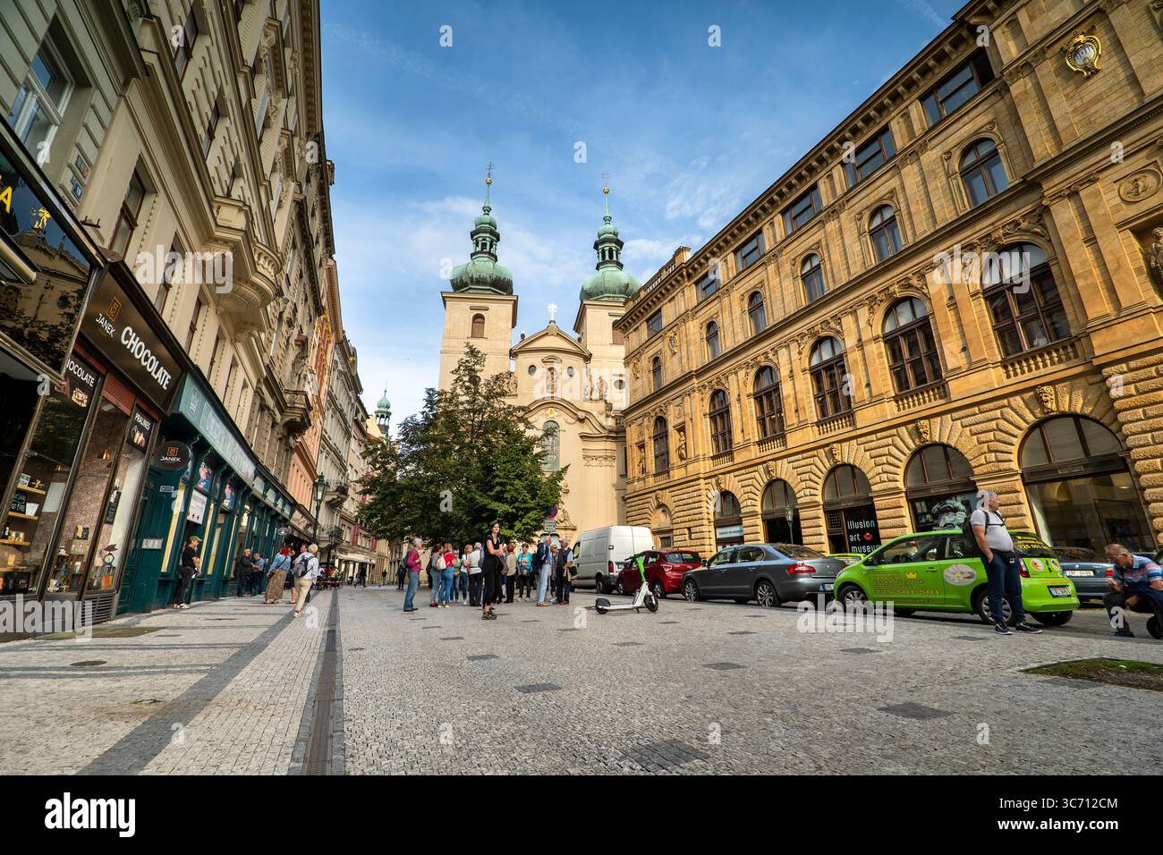 People walk the old historic streets of Old Town in Prague Czechia ...