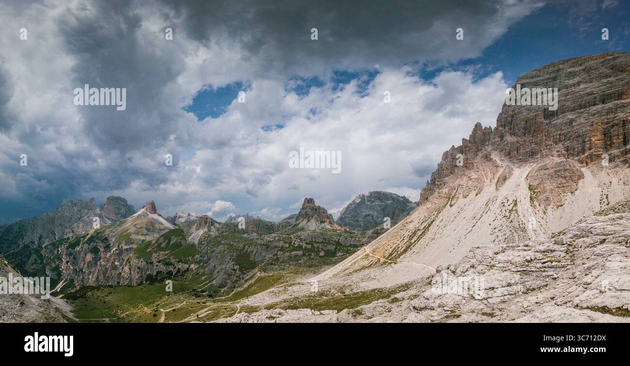 A quiet summer day at the Tre Cime di Lavaredo, famous rocks in the ...