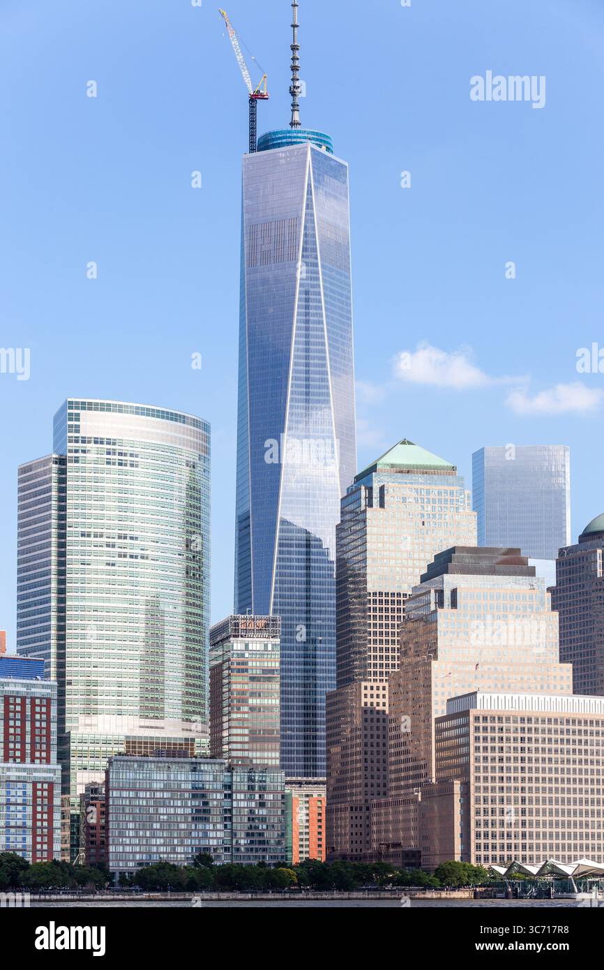 One World Trade Center in its surroundings, seen from the Upper Bay and ...
