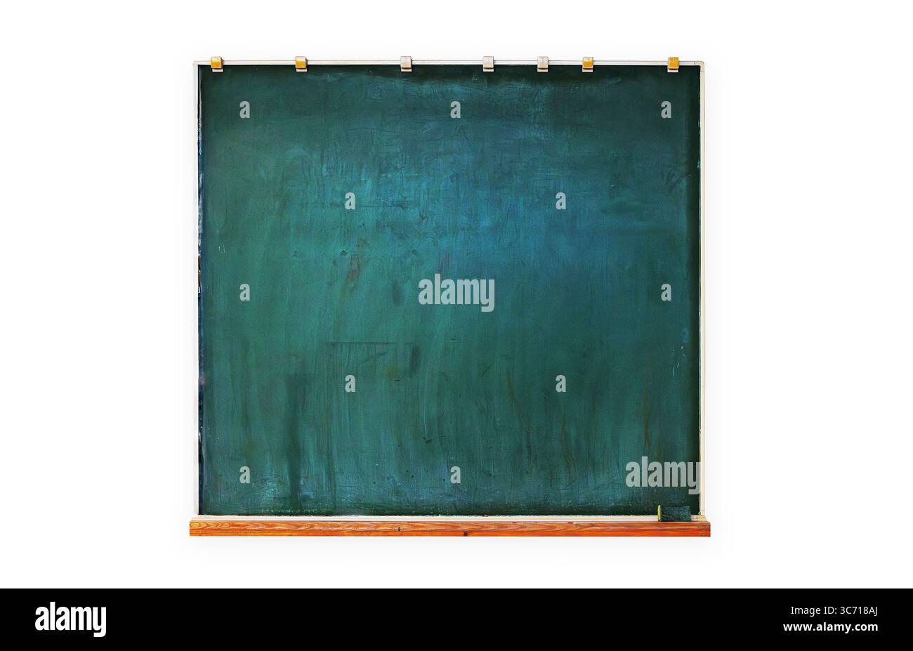 Empty chalkboard isolated on white background. Vintage green blackboard ...