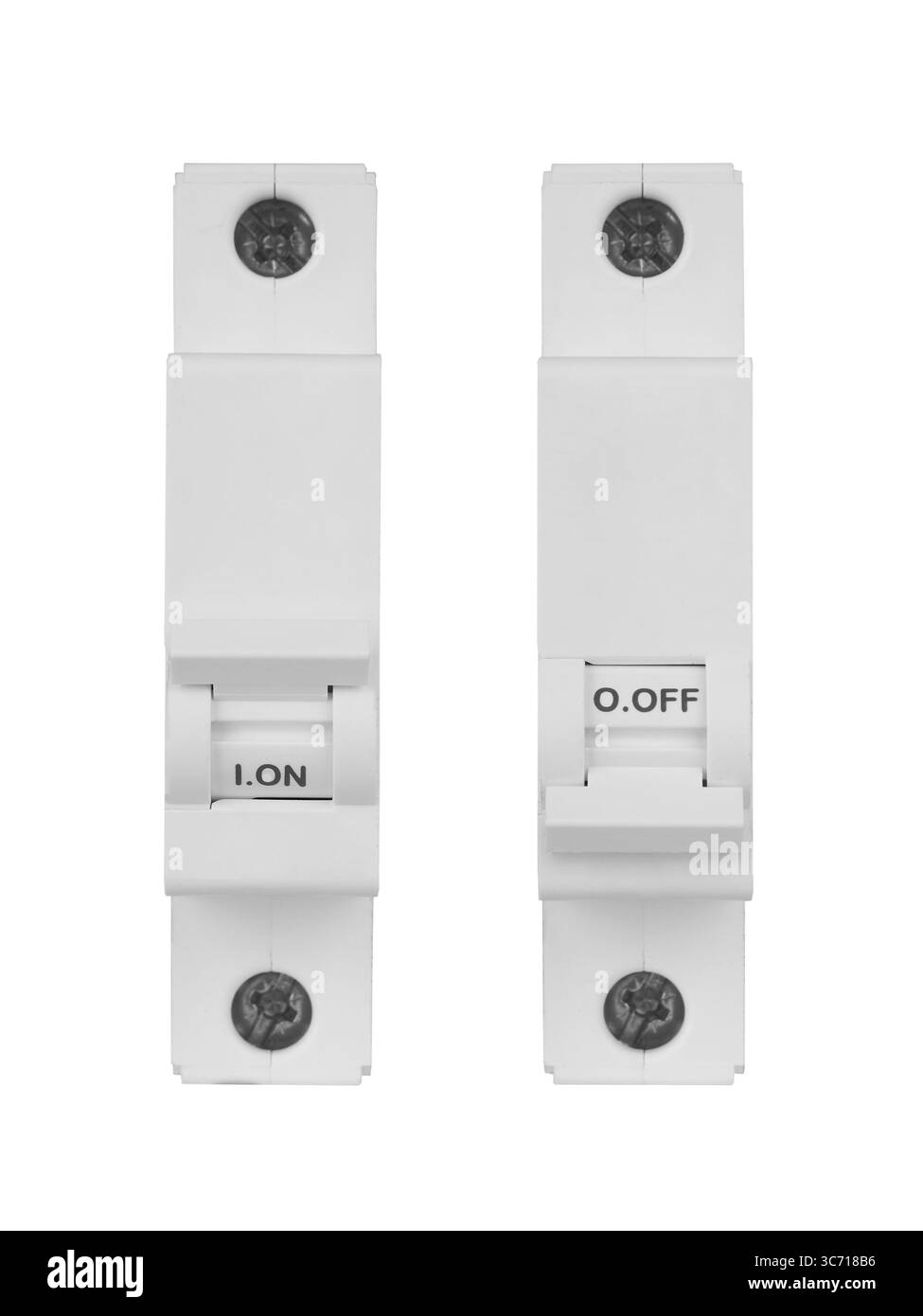Automatic circuit breaker, isolated on a white background. Automatic ...