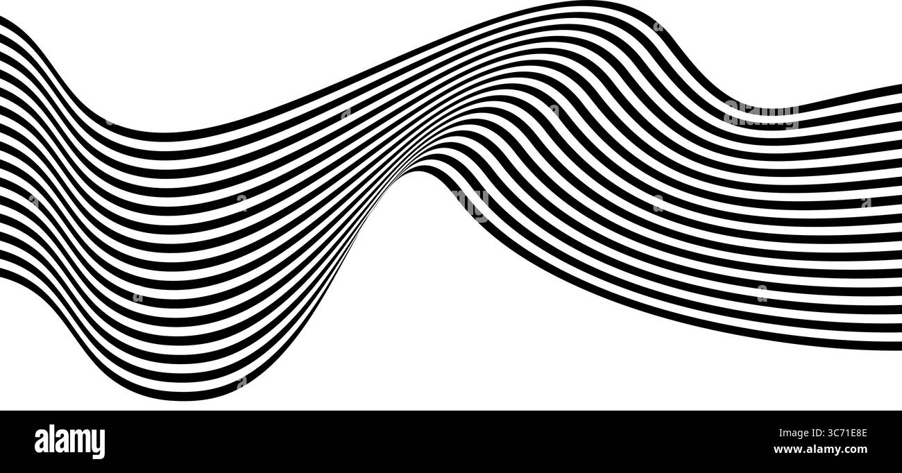 Curved black and white lines creating a dynamic visual rhythm in design ...