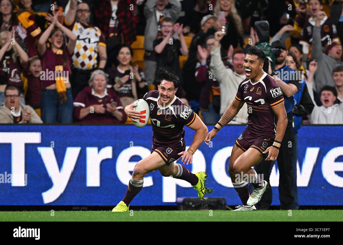 Kotoni Staggs of the Broncos during the NRL Round 22 match between the ...