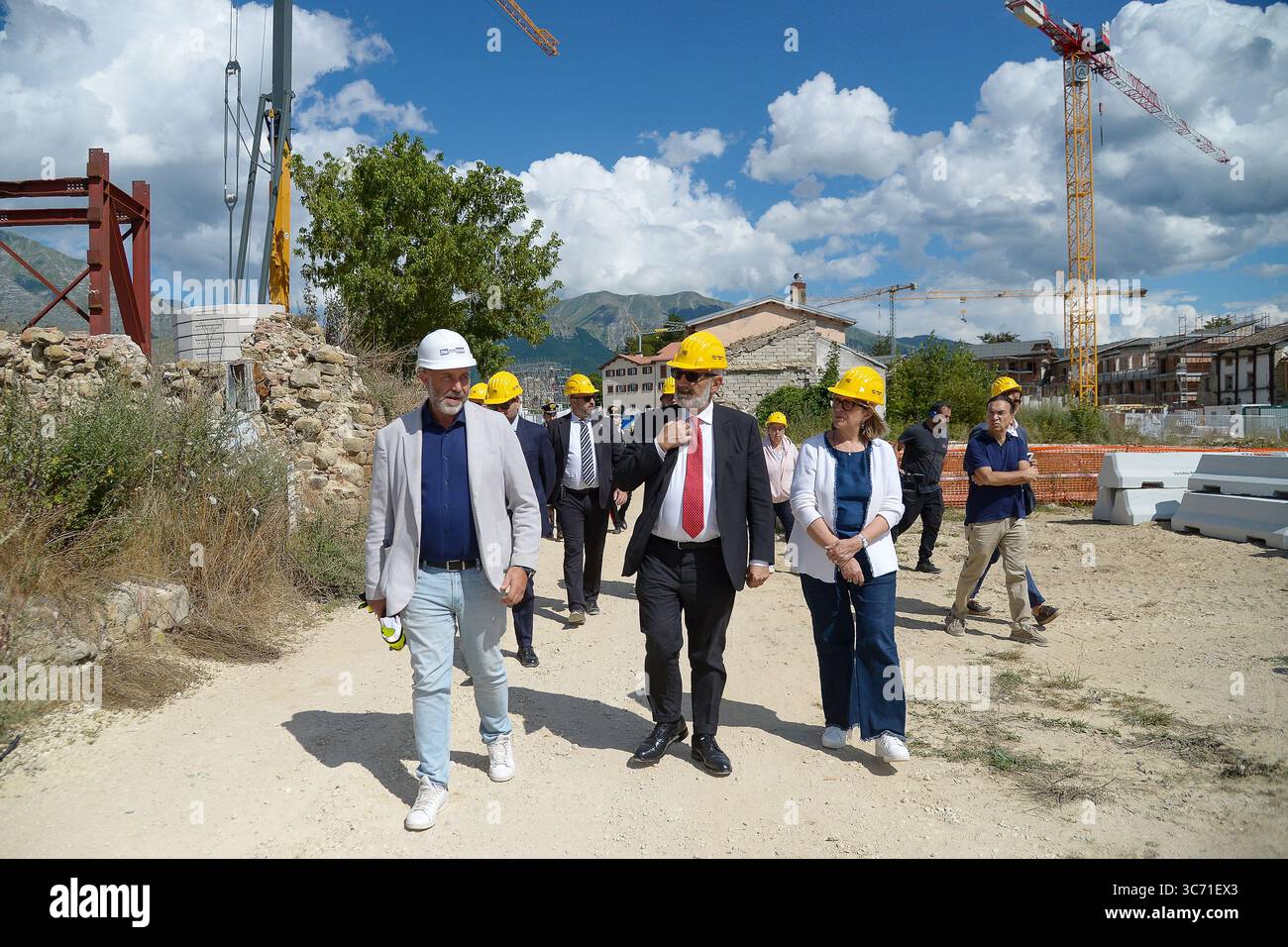 Lazio Region President Francesco Rocca visits the reconstruction sites ...