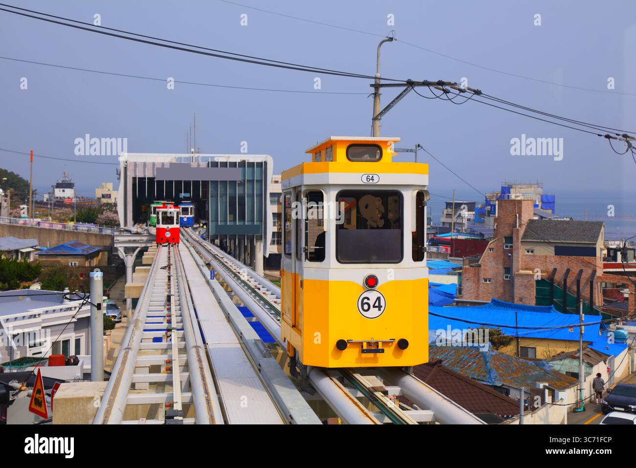 Capsule train line in Busan. Tourist attraction in South Korea Stock ...