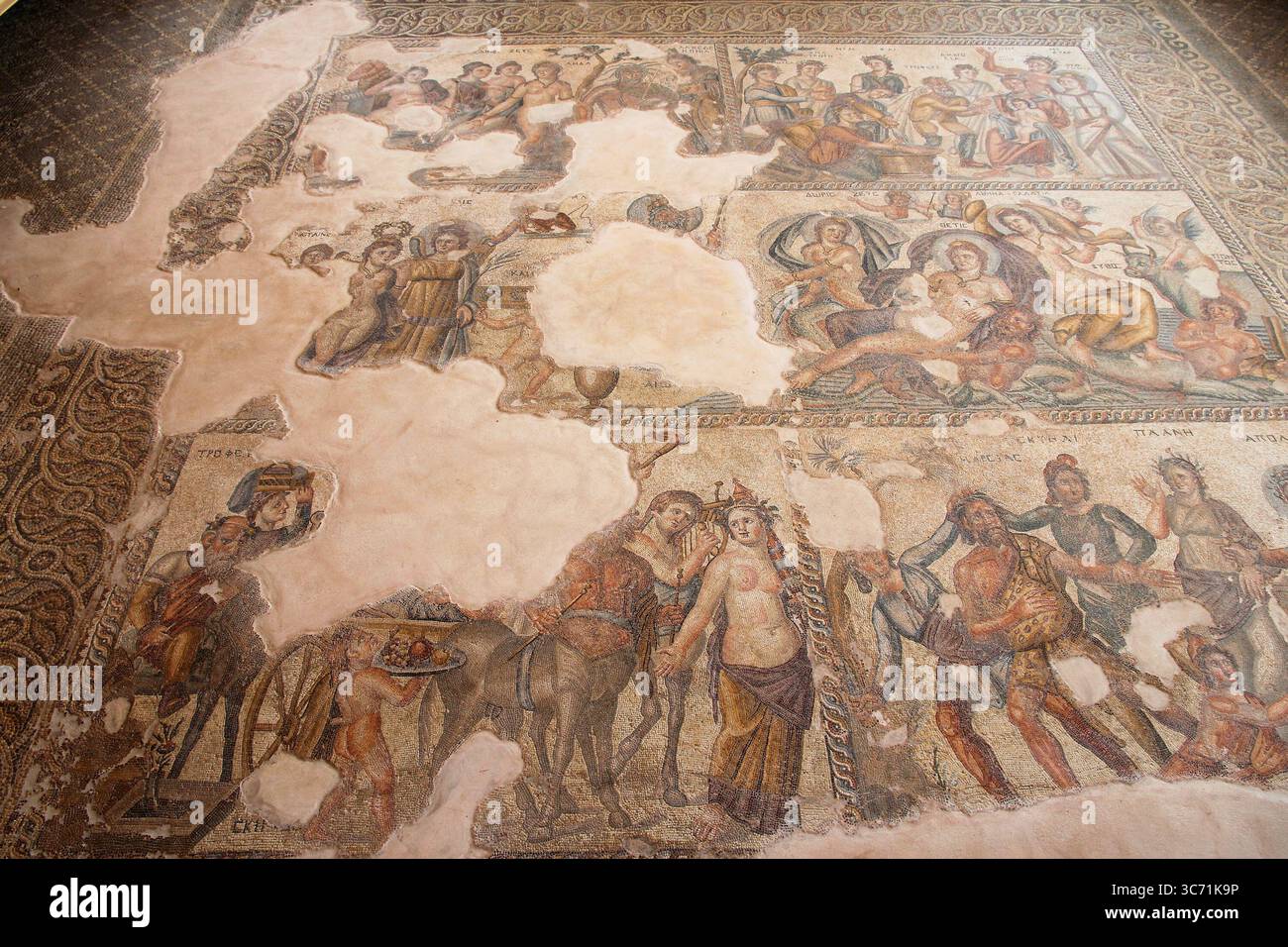 Cyprus - Paphos archeological park ancient mosaic. UNESCO World ...