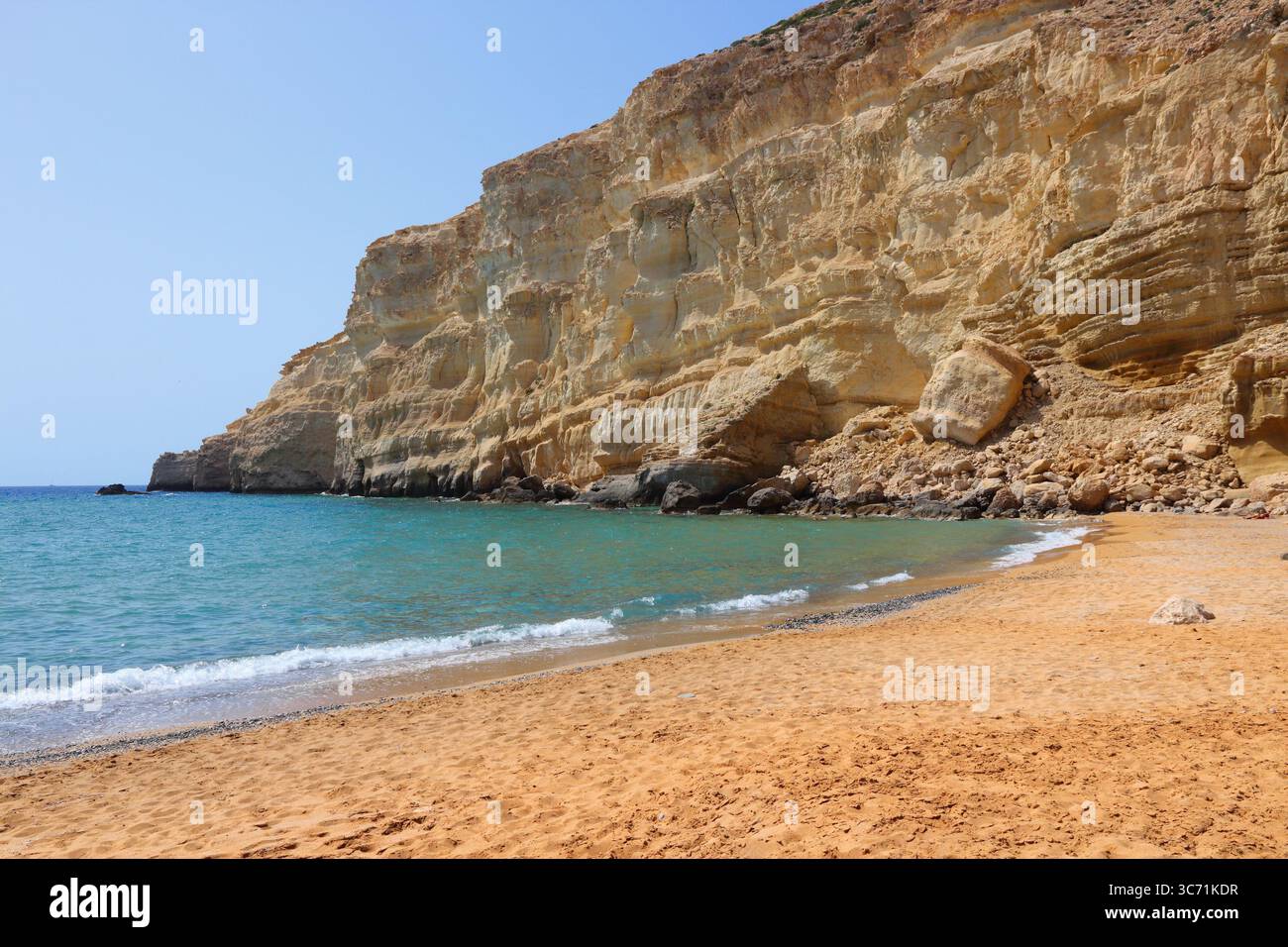 Matala Red Beach in Crete island, Greece. Southern Crete Stock Photo ...