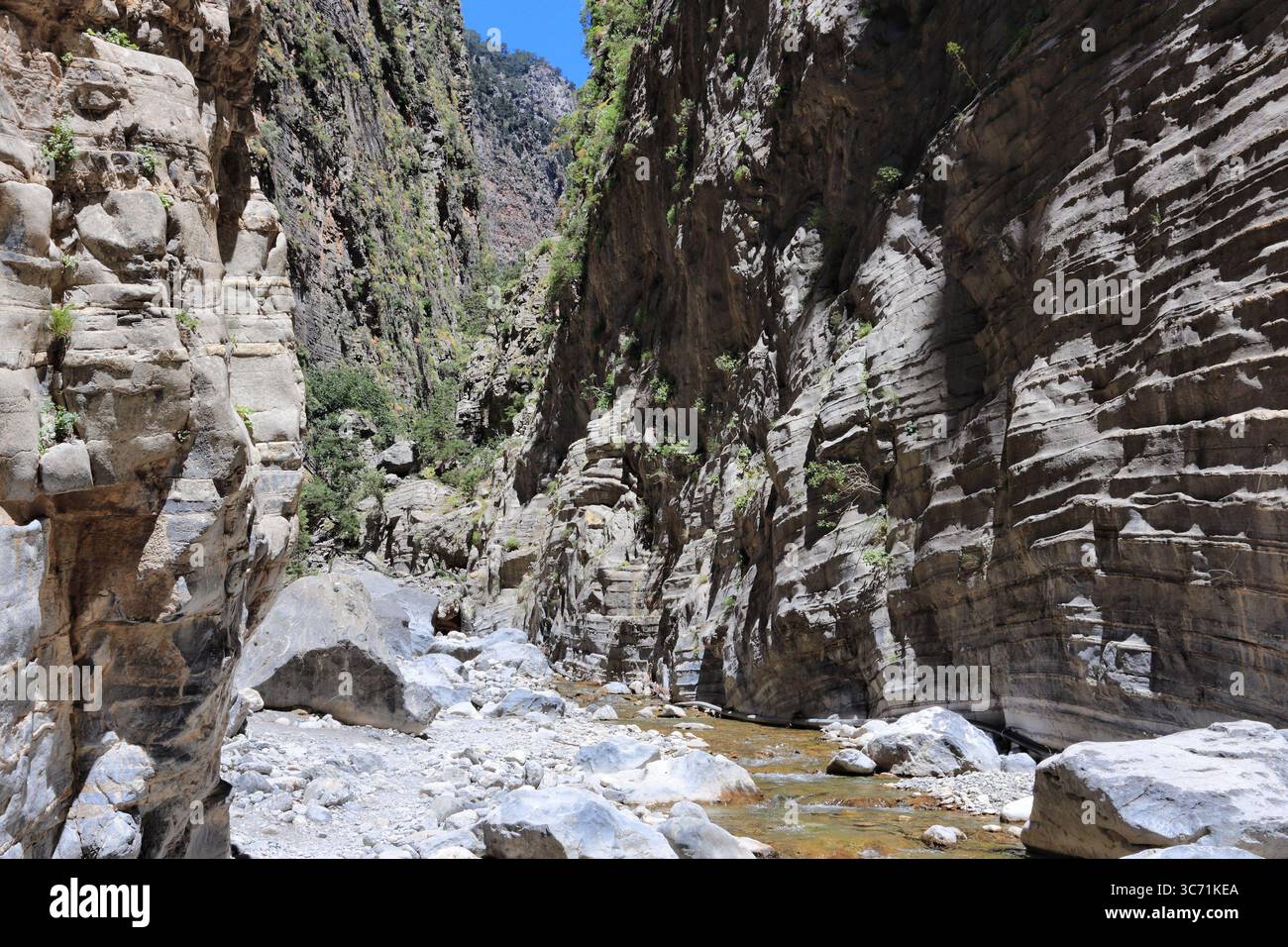 Crete tourist attractions. Samaria Gorge hiking trail in Lefka Ori ...