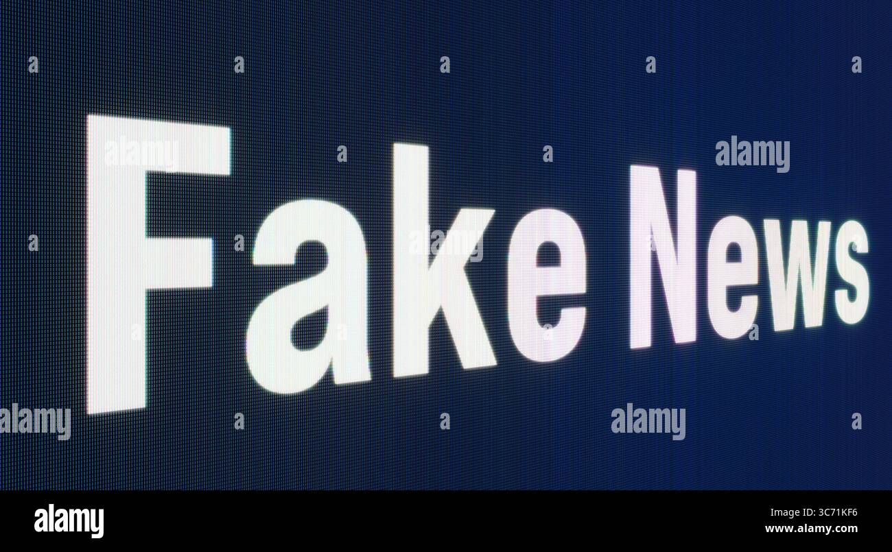 Fake News, close up LED screen. Fake News, close up LED screen. Social ...