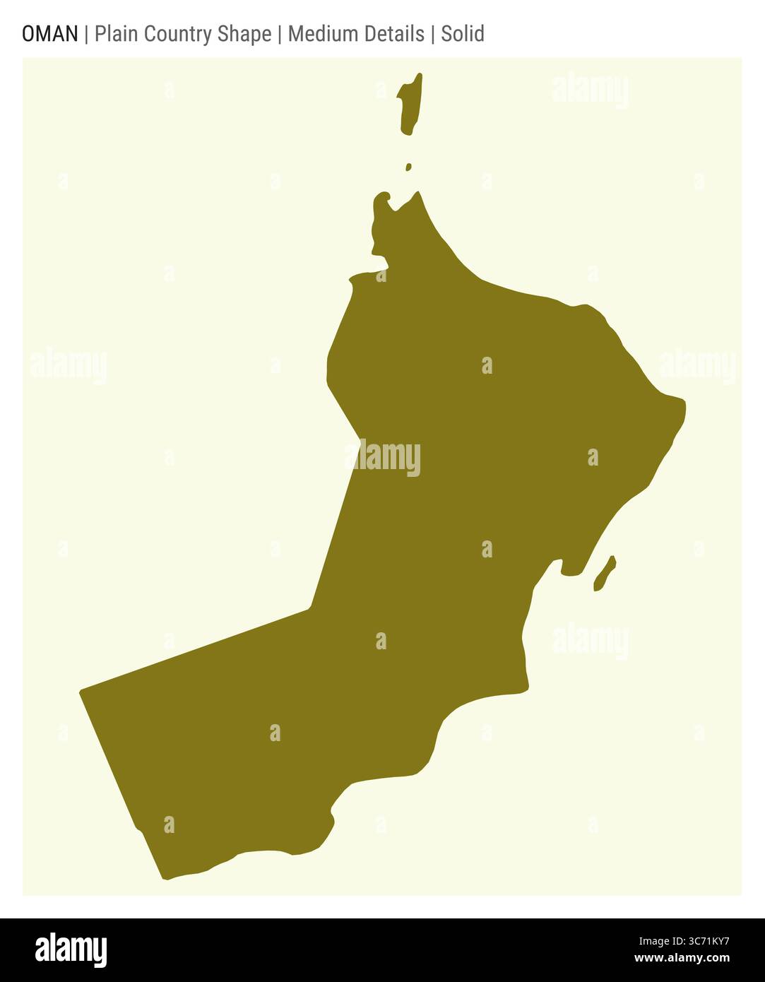 Oman plain country map. Medium Details. Solid style. Shape of Oman ...