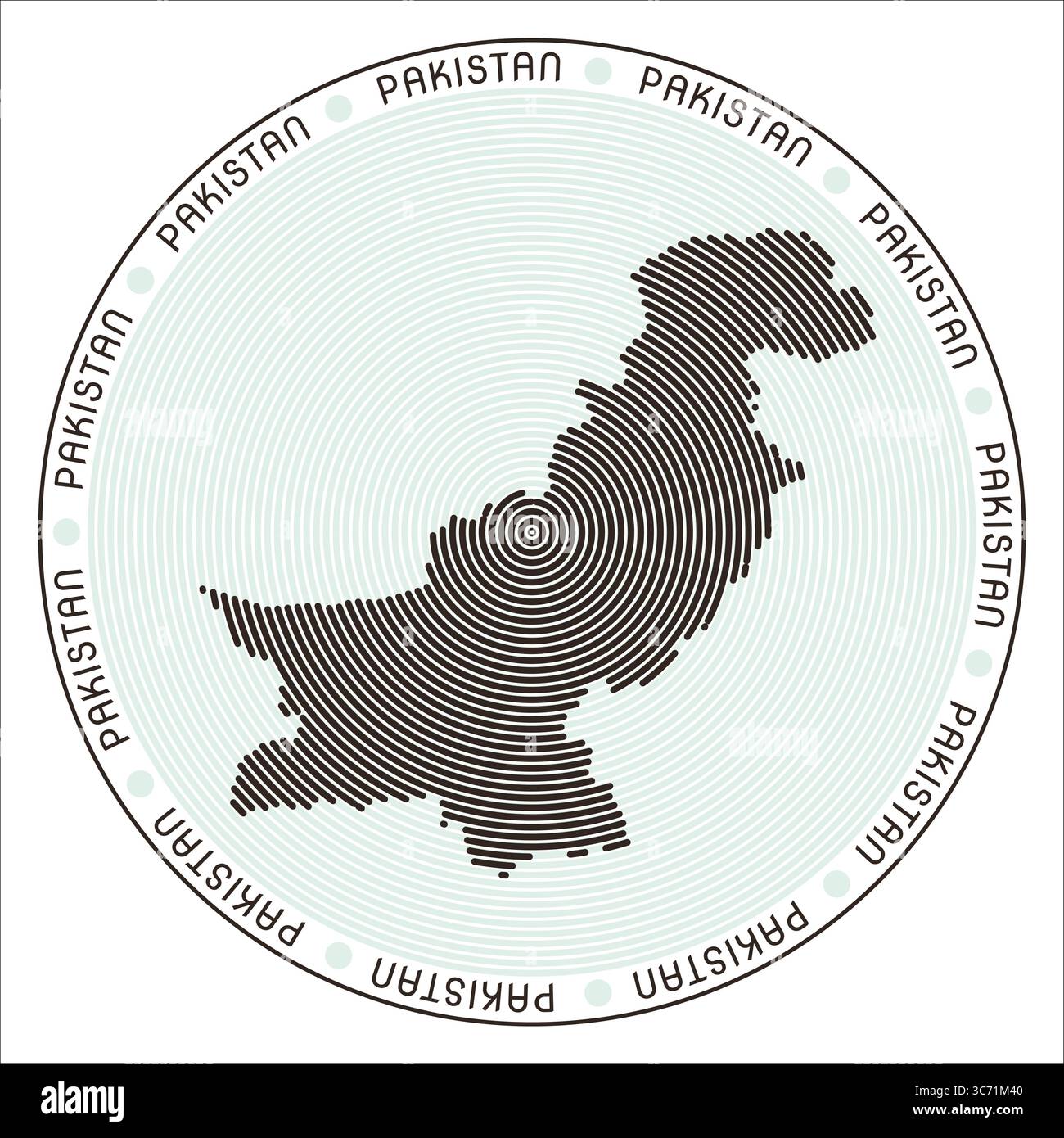 Pakistan round logo design. Country shape built of rings. Pakistan text ...