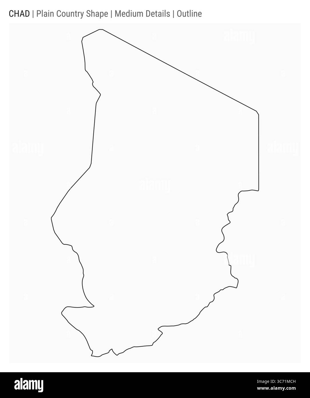 Chad plain country map. Medium details. Outline style. Shape of Chad ...