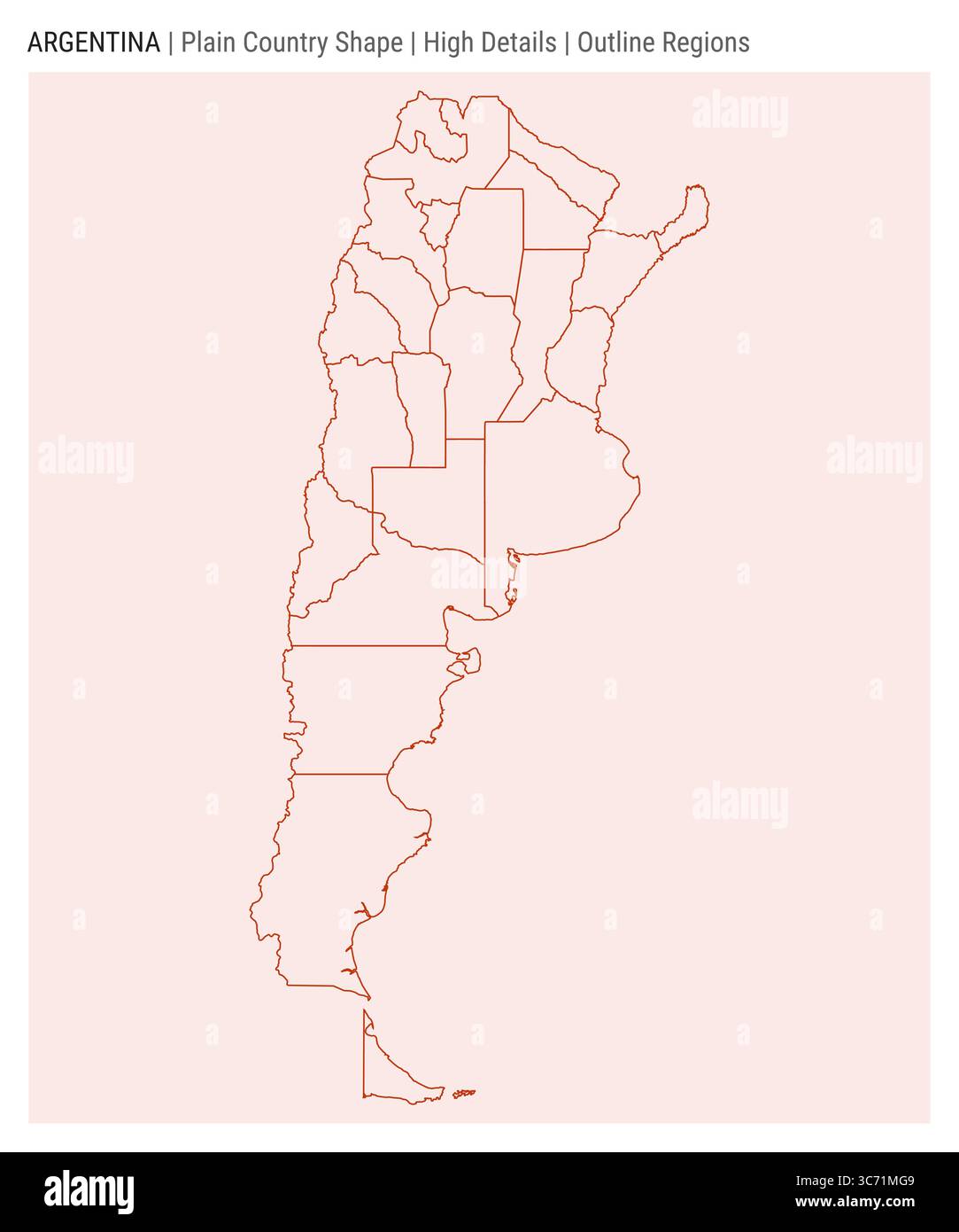 Argentina plain country map. High details. Outline regions style. Shape ...