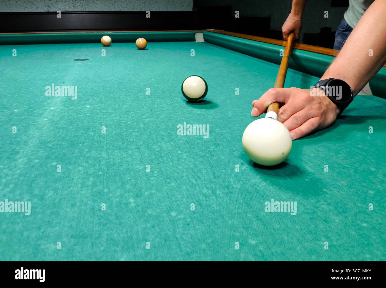 July 31, 2025: A player hits the cue ball on the cue ball while playing ...