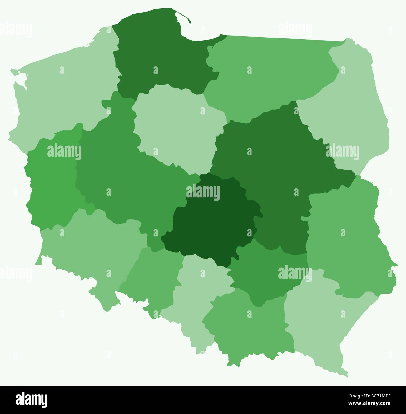 Map of Poland with regions. Just a simple country border map with ...
