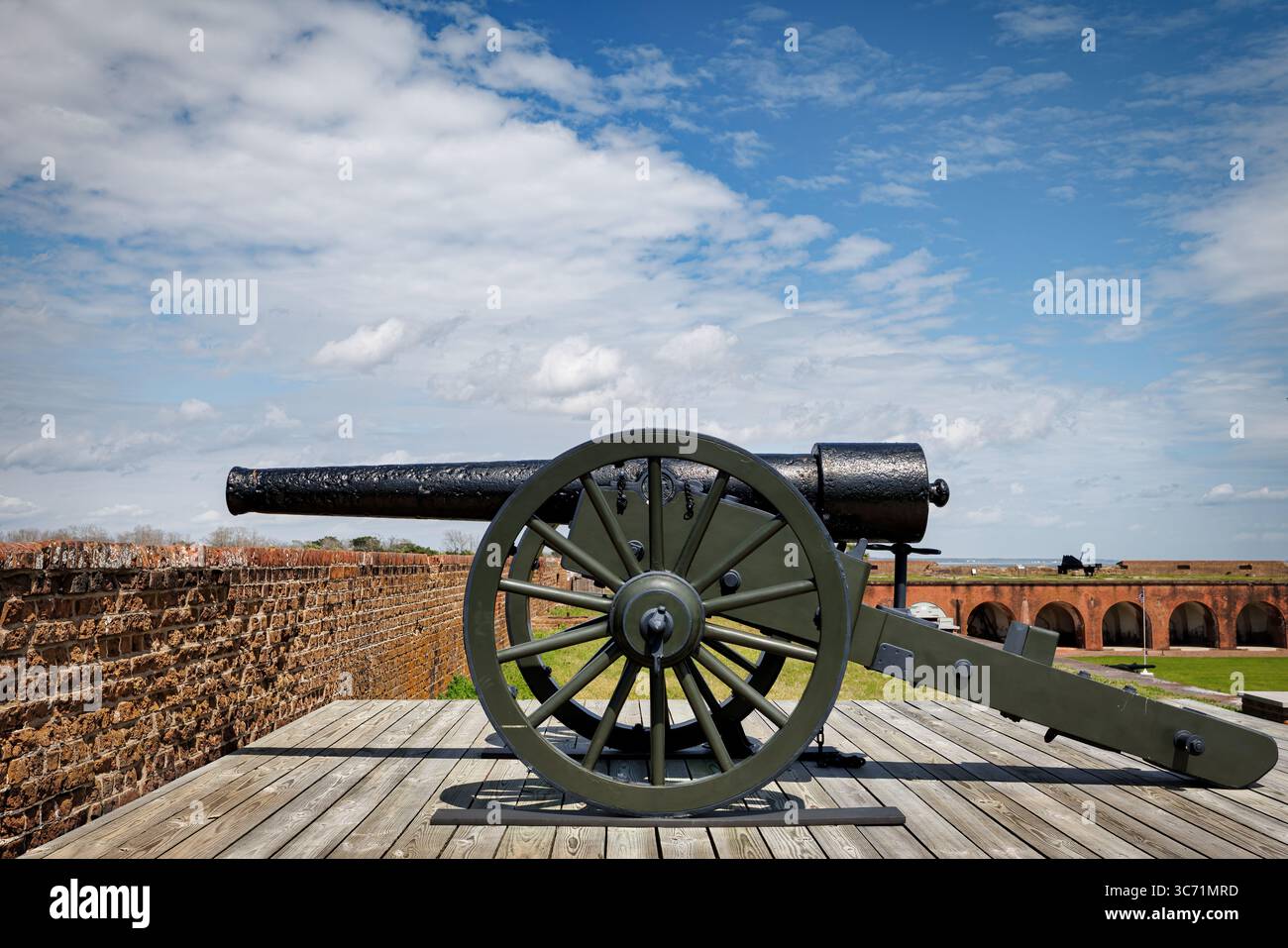 A US Civil War cannon stands at Fort Pulaski on Cockspur Island near ...