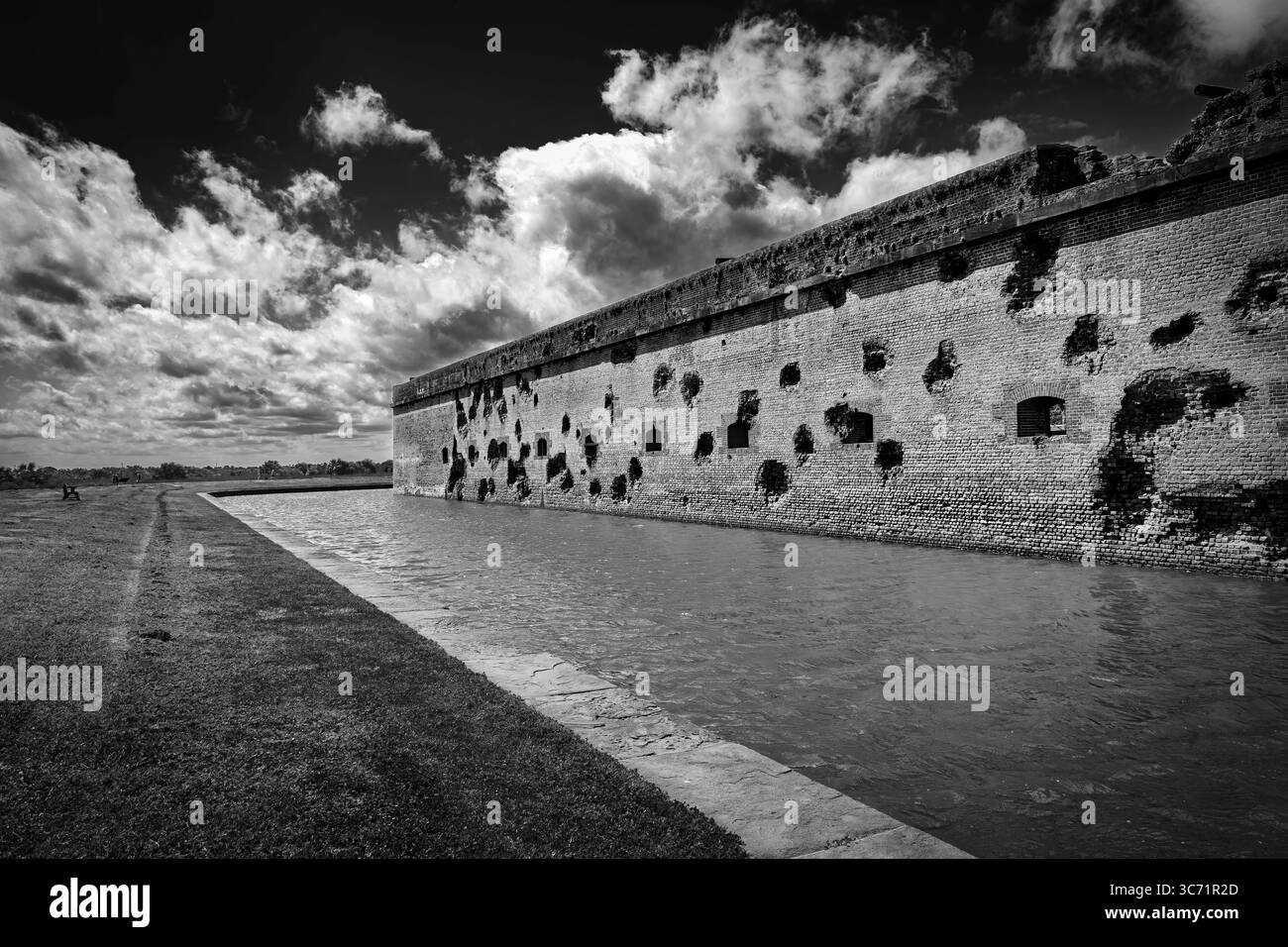 The moat and damaged walls, from the Union siege during Civil War in ...
