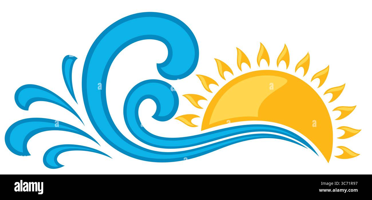 A logo of dawn of a sun with a blue wave Stock Vector Image & Art - Alamy