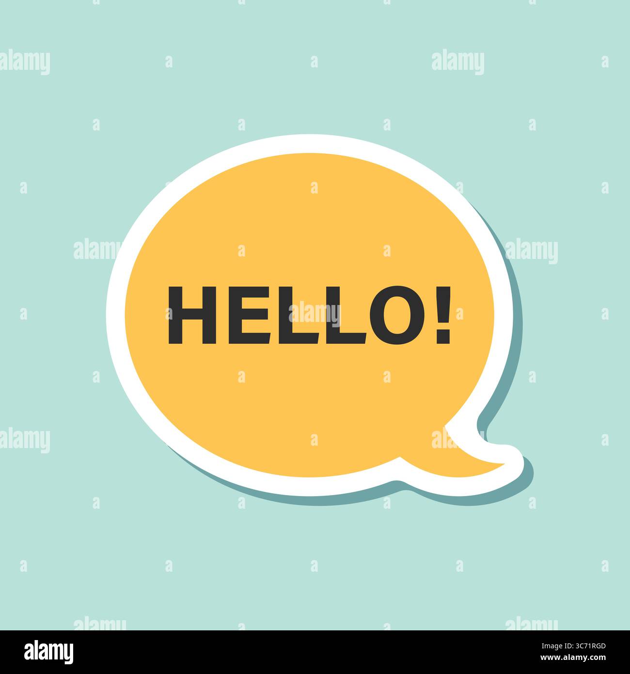 Hello speech bubble sticker icon in flat style. Hi message vector ...