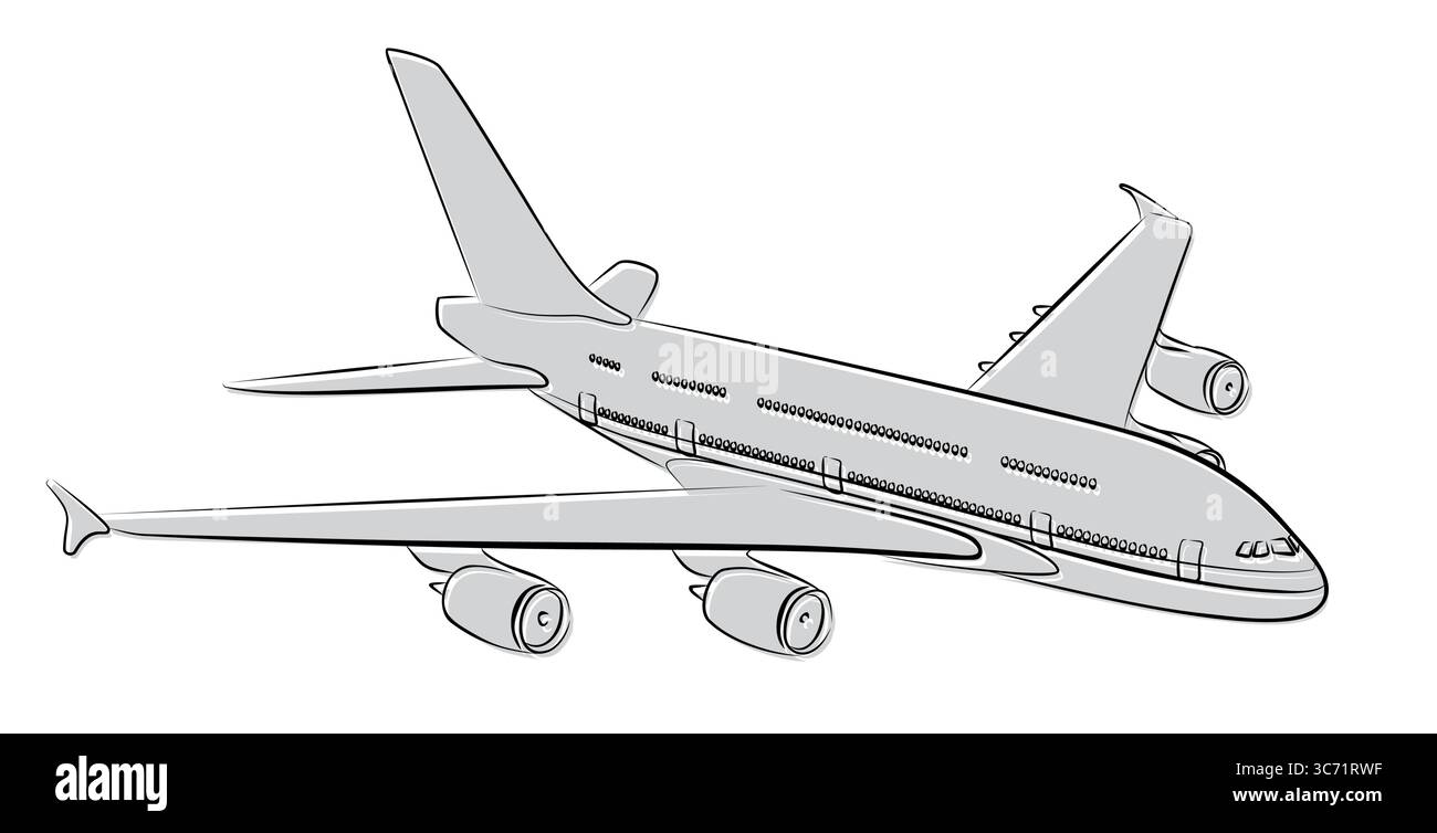 The Sketch of a big passenger airliner Stock Vector Image & Art - Alamy